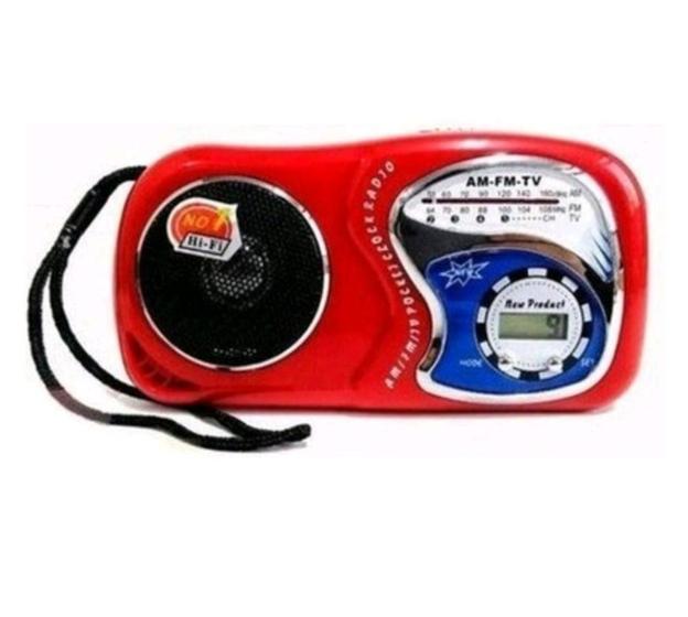 Mini Rádio Vermelho Am/fm/tv Com Relógio Mk-2020 - lucky - Rádio ...
