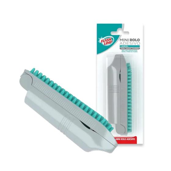 Mini Rolo Adesivo Tira Pêlos Lavável C/ Escova Emborrachada Flash Limp ...