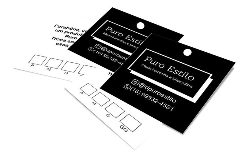 Mini tag couchê 250 g colorido frente verso branco/ preto ou colorido ...