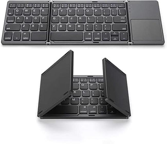 Mini Teclado Bluetooth Dobrável Com Touchpad Sem Fio Recarregável Para ...