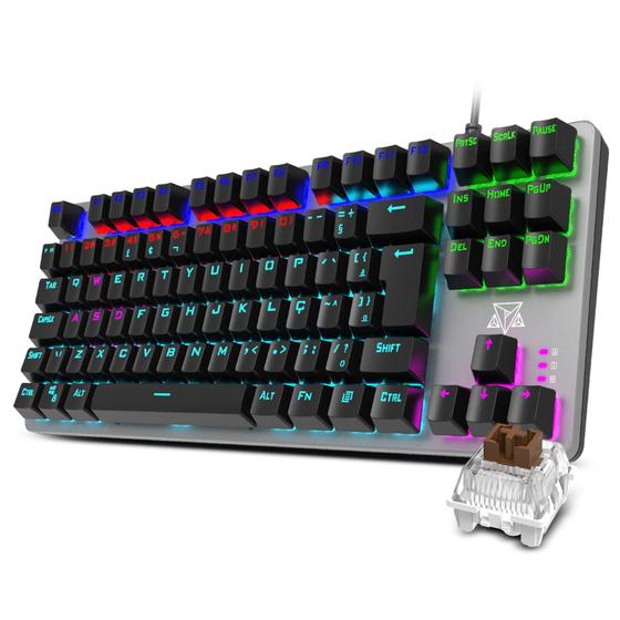 Mini Teclado Mecânico Computador Pc Gamer Usb Abnt2 Tkl Led Raimbow Ç ...