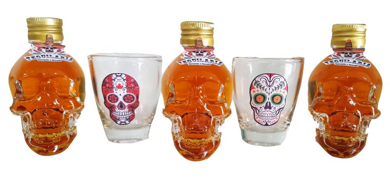 Mini Tequila Garrafinha Caveira Kit 3 Unidades + Copinho Shot ...
