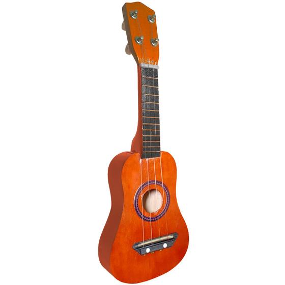Mini Ukulele Infantil Pequeno Brinquedo Corda Aço Top Marrom Musical ...