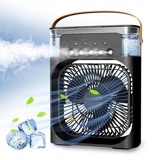 Mini Ventilador Portátil 3 Velocidades Led Umidificador Ar Chuangxin