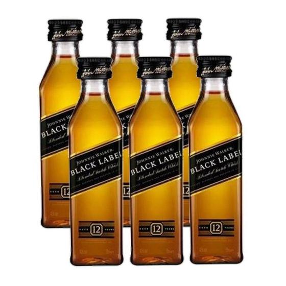 Mini Whisky Johnnie Walker Black Label - Kit 6 Miniaturas de 50ml de ...
