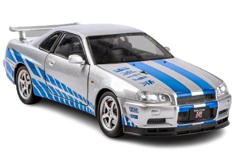 Miniatura Carro Skyline Nissan GTR-R34 (1999) do Brian Velozes e Furiosos - Escala 1/24 ...