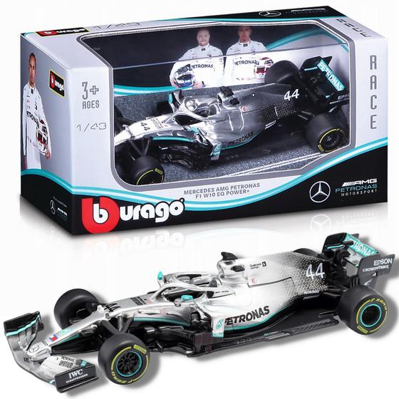 Miniatura Oficial F1 Mercedes AMG W10 2019 Bburago 1:43 12cm - Miniaturas de Carros - Magazine Luiza