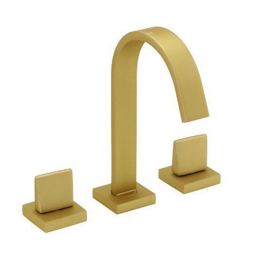 Misturador Lavatório de Mesa Bica Alta - 1877 DV210 Dourado Fosco ...