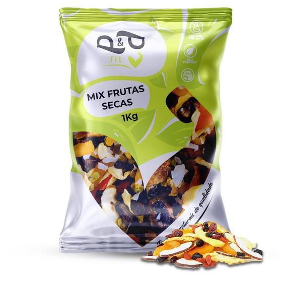 Mix Frutas Seca Damasco Uva Passas Raspa De Coco Banana 1Kg - P&P Fit ...