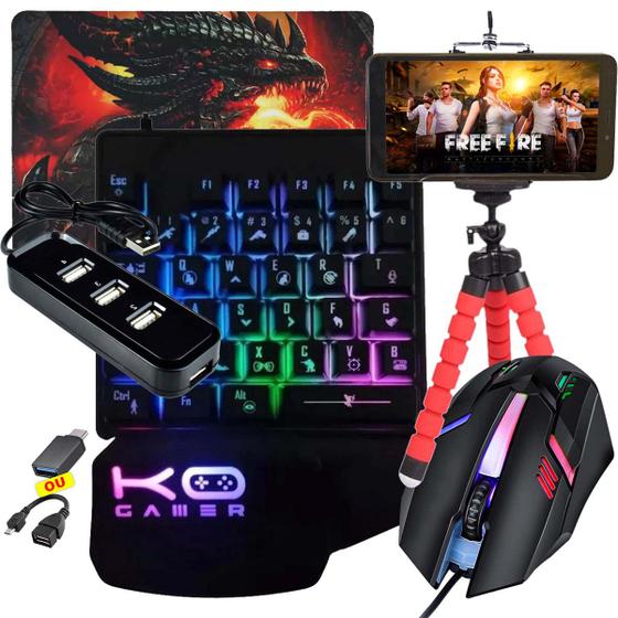 Mobilador Gamer Completo Teclado Gamer Para uma Mão Rgb + Mouse 1600dpi - MB TECH - Kit Teclado ...
