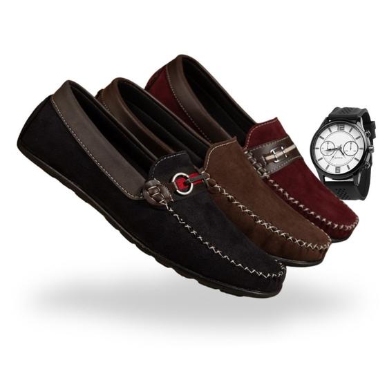 Mocassim masculino sapatilha casual confortavel sapato leve KIT 3 PARES ...