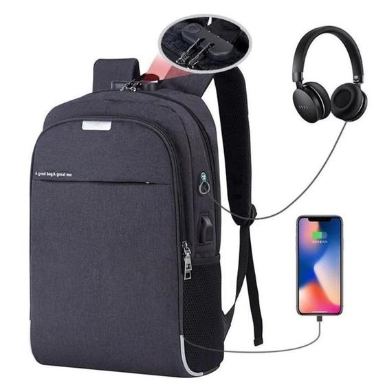 Mochila Com Cadeado Inteligente Executiva Porta USB Mochila Ultra ...