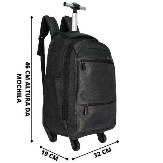 Mochila de carrinho Com Rodas Giro 360º Executiva Mala 4 Rodas Notebook ...