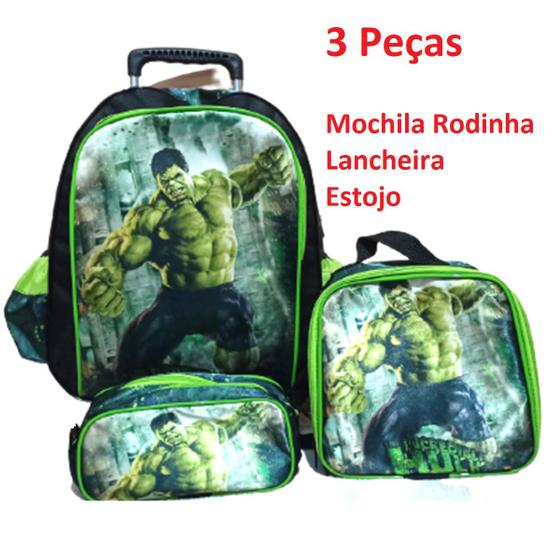 Mochila de Rodinhas Personagens 3 Peças com Lancheira e Estojo Escolar ...