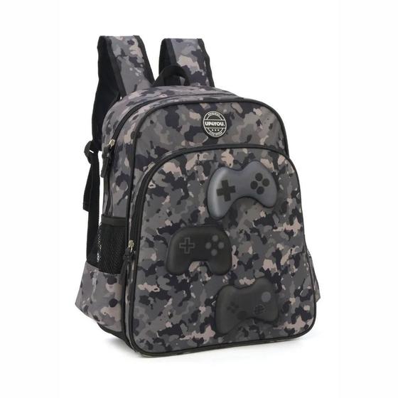 Mochila Game Camuflada 3D Cinza - Luxcel - Mochila Infantil - Magazine ...