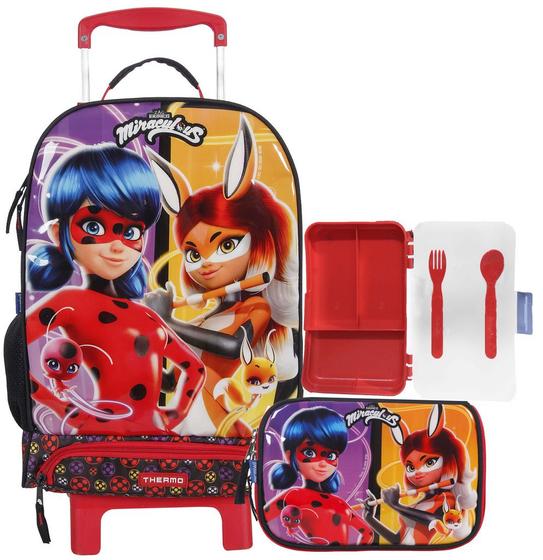 Mochila Infantil De Rodinha Escolar Feminina Lady Bug E Rena Rouge ...