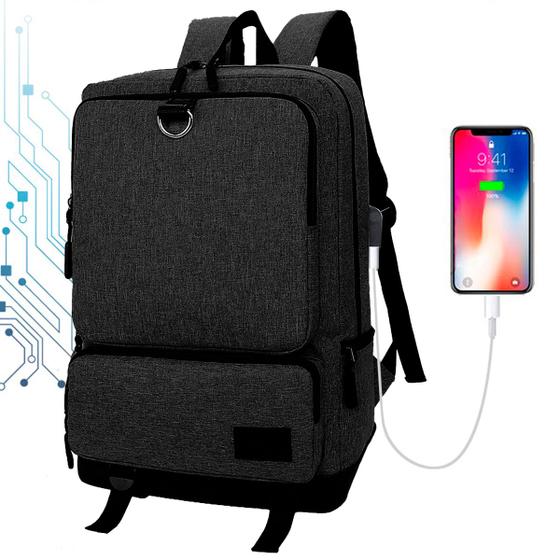 Mochila Masculina Escolar Compartimento Notebook Entrada P/Carregador ...