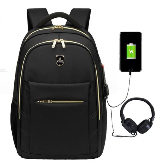 Mochila Moderna Usb/fone Impermeável Notebook Reforçada Top - MAIDENG ...
