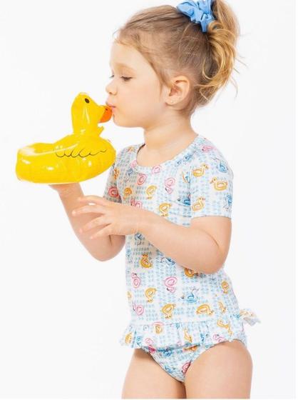 Moda Praia Infantil Biquíni Conjunto Blusa Fator UV50+ - TUBE KIDS ...