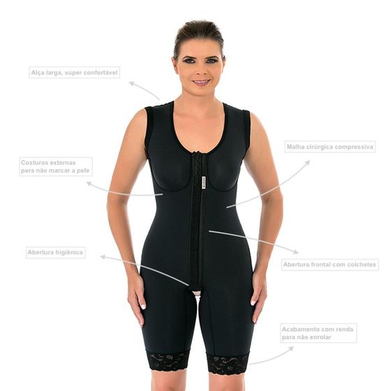 Modelador cirúrgico compressivo macaquinho Mabella 1042 com alça larga ...