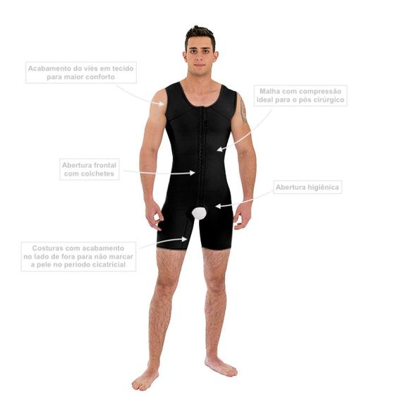 Modelador masculino cirúrgico compressivo Mabella 1191 macaquinho ideal ...