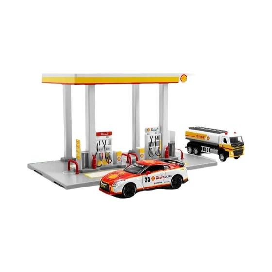 Modelo De Carro Em Liga Metálica Da Gulf Oil Gas Station, Conjunto CCA ...