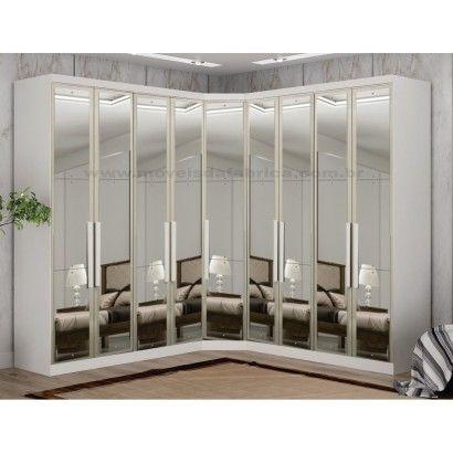 Modulado Closet Completo Espelhado 9 Portas 6 Gavetas - Rizon-Branco ...