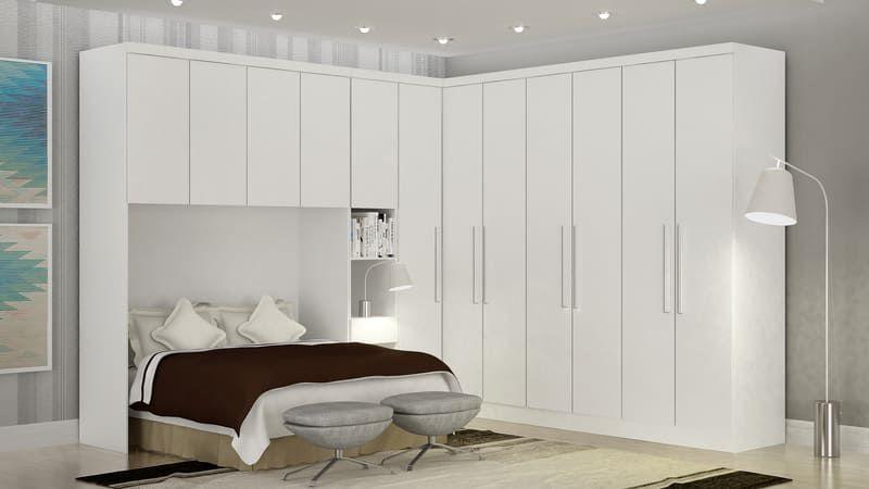 Modulado De Canto Casal Completo 7 Portas 6 Gavetas - Rizon-Branco ...