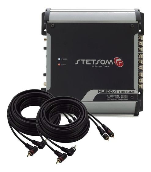 Módulo Amplificador Stetsom HL800.4 800W + 2 Cabos RCA 5 Metros - Kit ...