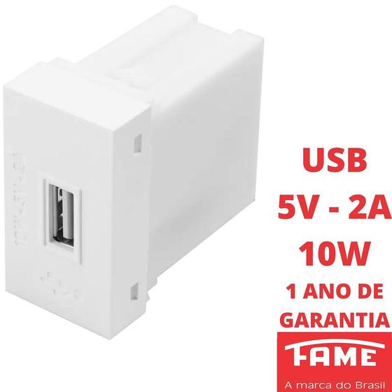 Módulo Tomada USB Bivolt Modulare Evidence Blanc Mais FAME - Módulo de ...