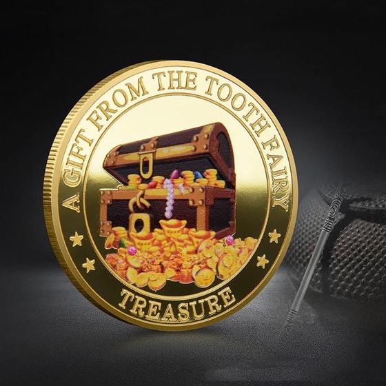 Moedas Coloridas De Unicórnio Dourado, Fada Do Dente, Coroa Banhada ...