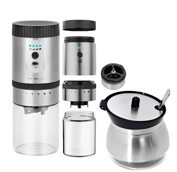 Moedor De Café Elétrico Recarregável UD220108 + Açucareiro Inox Vidro ...