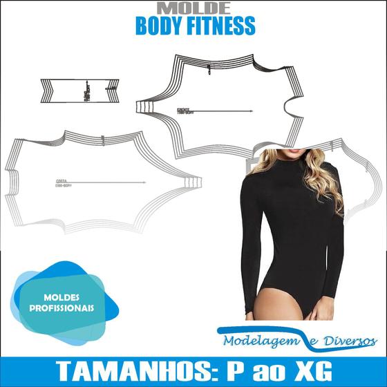 Molde Body Fitness Feminino, Modelagem&Diversos, Tamanhos P Ao Xg ...