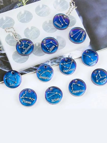 Molde Silicone Signos Horoscopo Zodíaco Pingentes Resina - Resina Gold ...