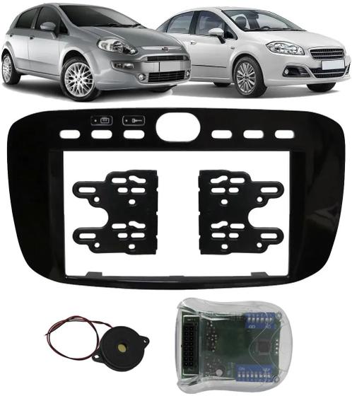 Moldura de Painel 2 Din Fiat Punto 2012 2013 2014 2015 2016 Linea 2016 2017 + Interface Comando ...
