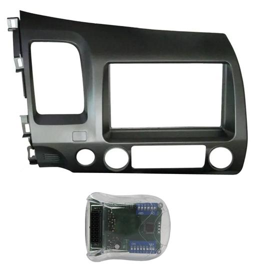Moldura de Painel 2 Din Honda New Civic 2007 á 2011 + Interface Comando de Volante - Autoplast ...
