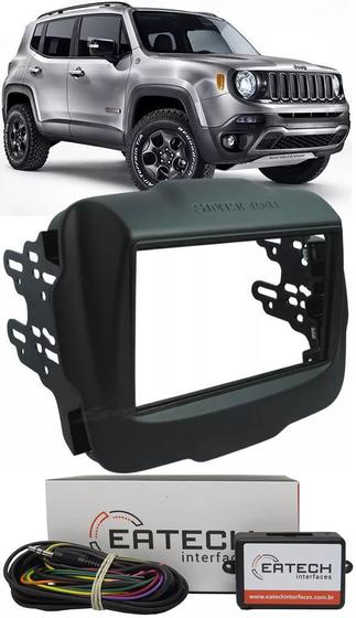 Moldura De Painel 2 Din + Interface Comando de Volante Jeep Renegade 2015 2016 2017 2018 2019 ...