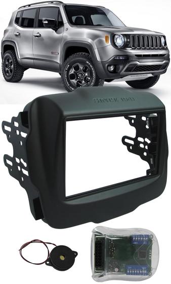 Moldura De Painel 2 Din + Interface Comando de Volante Jeep Renegade 2015 2016 2017 2018 2019 ...