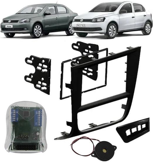 Moldura De Painel 2 Din + Interface Comando de Volante Vw Gol Voyage Saveiro G6 - Autoplast ...