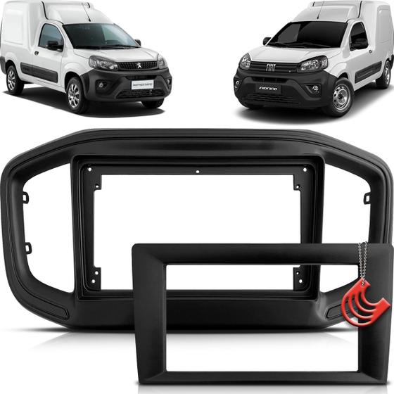 Moldura Painel 2 Din Central Multimidia Dvd Mp5 7-9 polegadas Preta Fiorino Partner Rapid 2022 ...