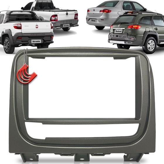 Moldura Painel 2 Din Central Multimidia Dvd Mp5 Cinza Palio Weekend 12/20 Siena 12/17 Strada 12/ ...