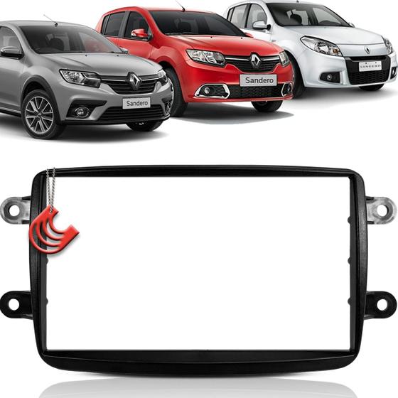 Moldura Painel 2 Din Central Multimidia Dvd Mp5 Padrão Chinês Preta Renault Sandero 12/22 ...