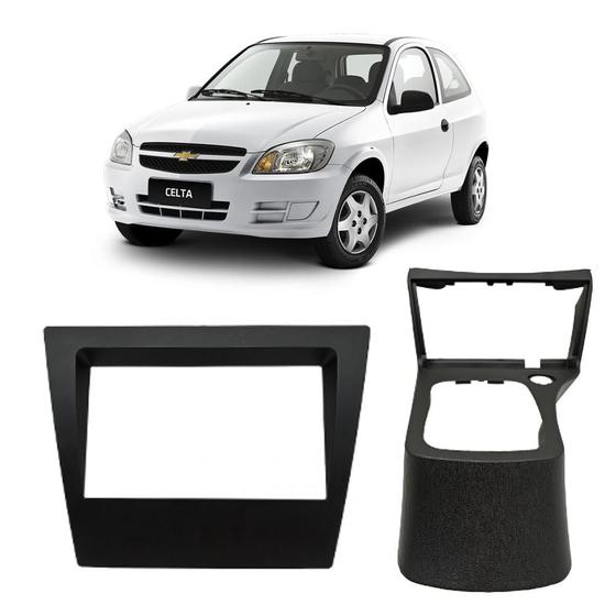 Moldura painel 2 Din Chevrolet Celta 2006 2007 2008 2009 2010 2011 2012 ...