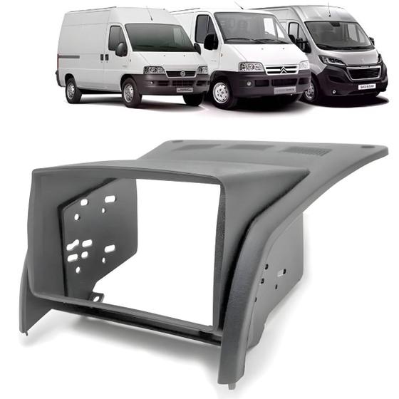 Moldura Painel Central 2 Din Mp5 Som Dvd Ducato 06/17 Boxer 06/16 Jumper 10/20 Cinza Expex Epx ...