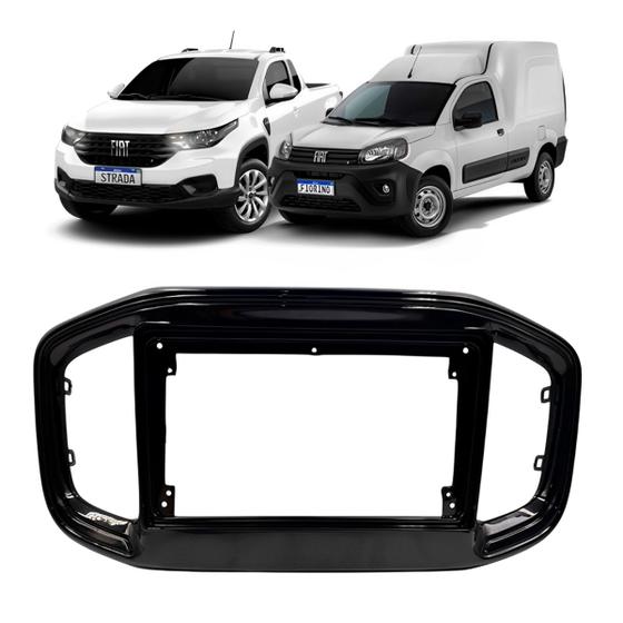 Moldura Painel Central Multimidia 9 Polegadas Strada Nova Fiorino 2021 à 2024 Black Piano Expex ...