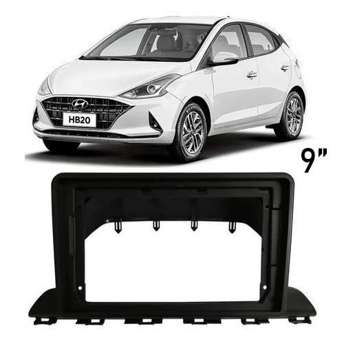 Moldura Painel DVD 2 Din Central Multimidia 9 Polegadas Hyundai HB20 2020 2021 Black Piano ...