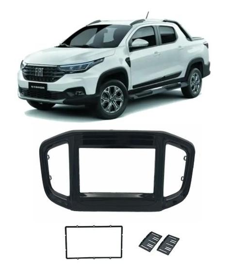 Moldura Painel DVD 2 Din MP5 Central Multimidia Fiat Fiorino Strada 2021 Black Piano - Fiamon ...