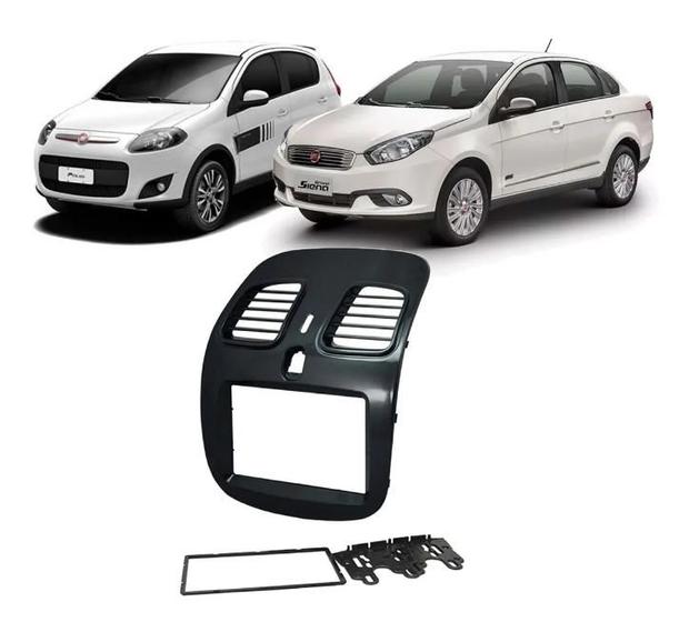 Moldura Painel DVD 2 Din MP5 Central Multimidia Fiat Gran Grand Siena Palio Sporting Grafite ...
