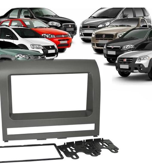 Moldura Painel DVD 2 Din MP5 Central Multimidia Fiat Palio Siena Strada Idea Grafite - Fiamon ...