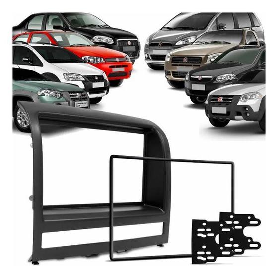 Moldura Painel DVD 2 Din MP5 Central Multimidia Fiat Palio Siena Strada Idea Preta - Fiamon ...